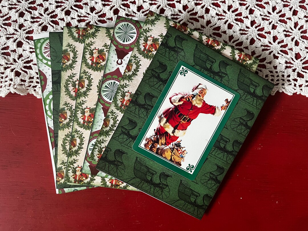 Handmade Upcycled Santa Playing Card Christmas Card Set (10 Cards) - Etsy