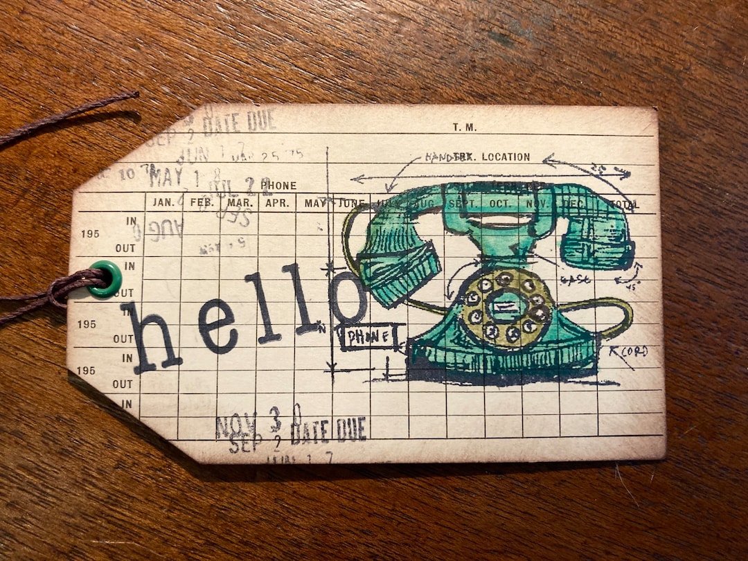 Tags — Telephone Mixed Media Paper Tags - Etsy