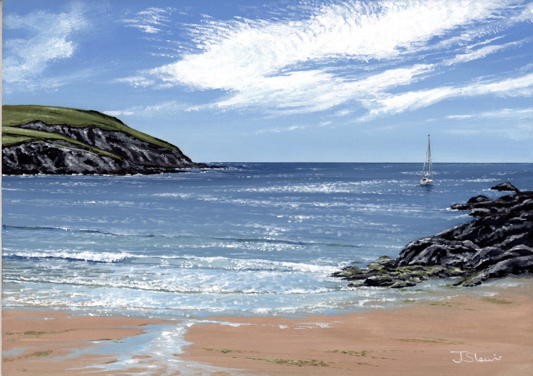 Mothecombe Beach Devon - Framed Signed Prints - Beach Gifts - Etsy UK