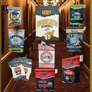 Sports Hotel Door Sign Tournament Fabric Flag Door Signs Personalized ...