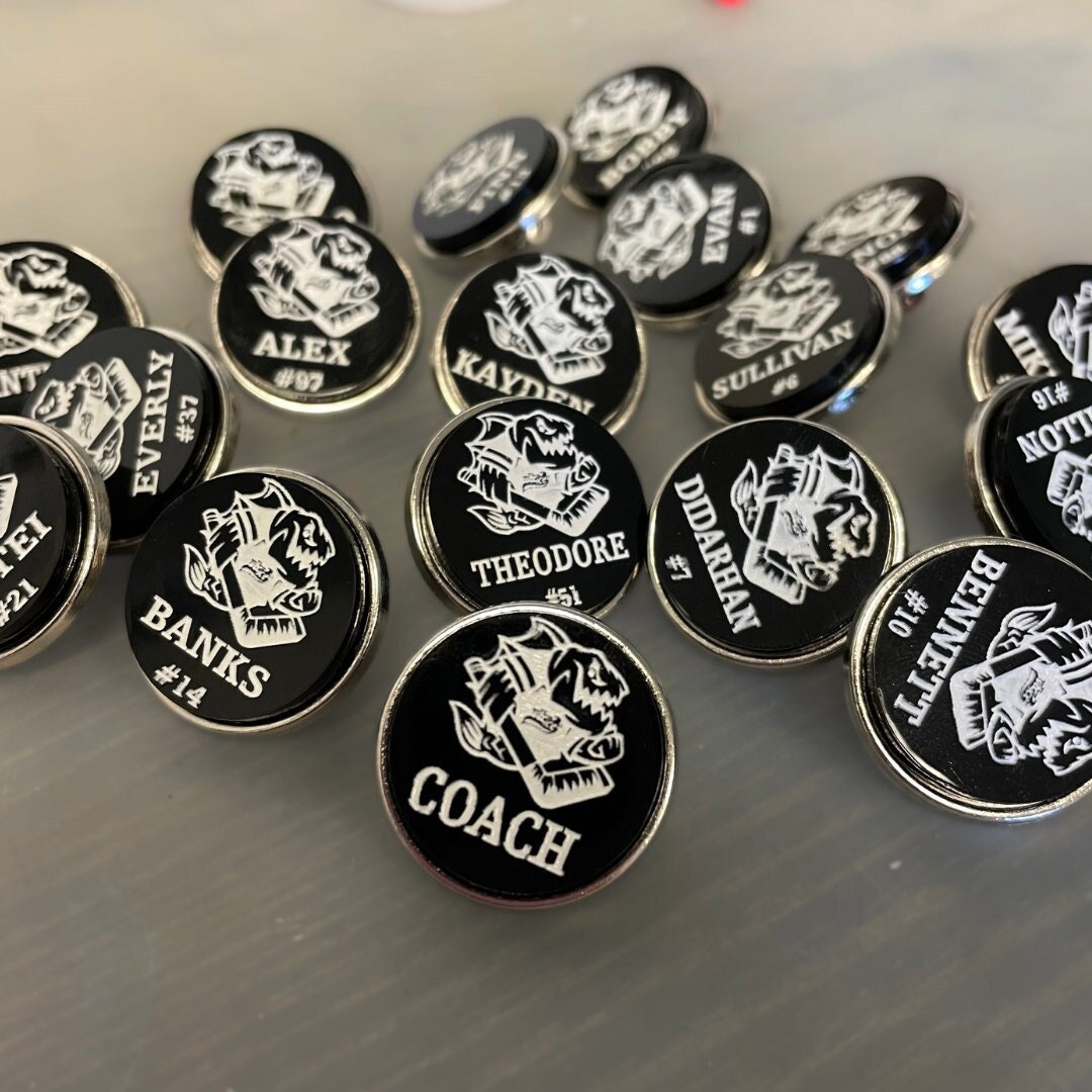 Hockey Custom Team Tournament Pins Players Number Sports Personalized ...