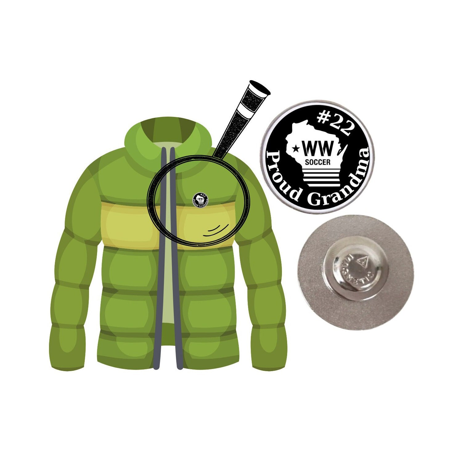 Hockey Custom Team Tournament Pins Players Number Sports Personalized ...