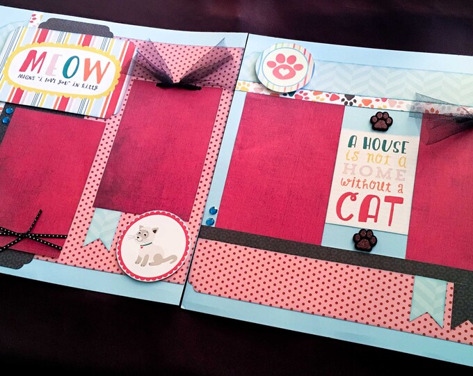 12x12 Cat Scrapbook Page Kit, Premade Cat Scrapbook, 12x12 Premade ... 12x12 Cat Scrapbook Page Kit, Premade Cat Scrapbook, 12x12 Premade ...