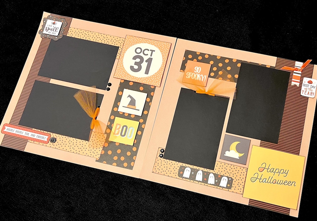 Halloween Scrapbook Page Kit, 12x12 Scrapbooking Layouts, Layout Kits ...