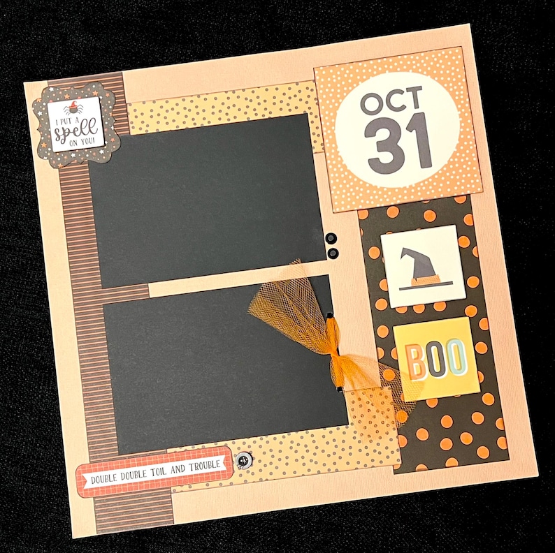 Halloween Scrapbook Page Kit, 12x12 Scrapbooking Layouts, Layout Kits ...