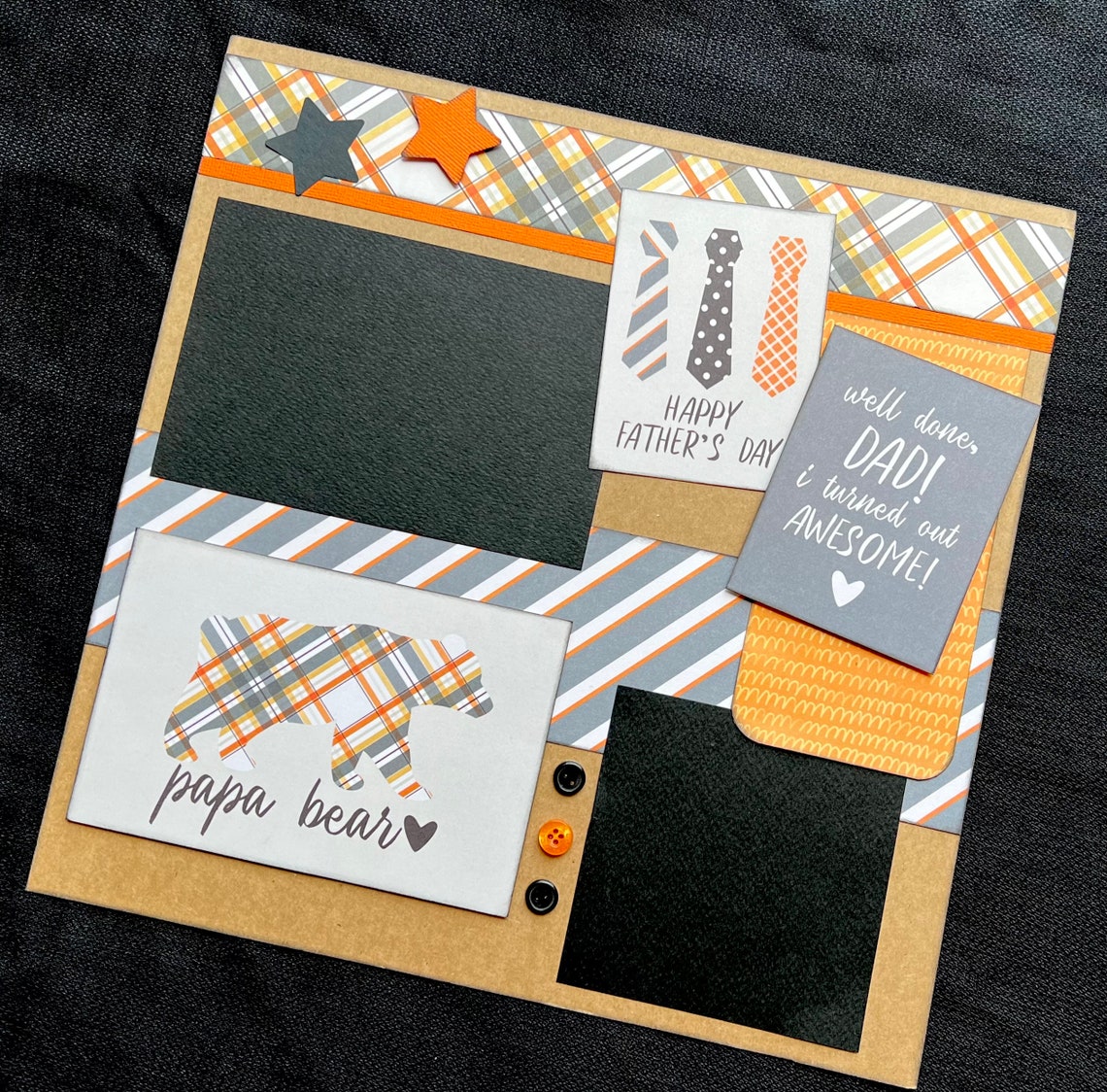 12x12 Father's Day Scrapbook Page Kit, Premade Dad Scrapbook Page Kit ...