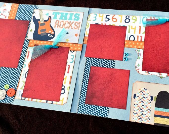12x12 BOY Scrapbook Page, 12x12 Premade BOY Scrapbook, 12x12 Scrapbook ...