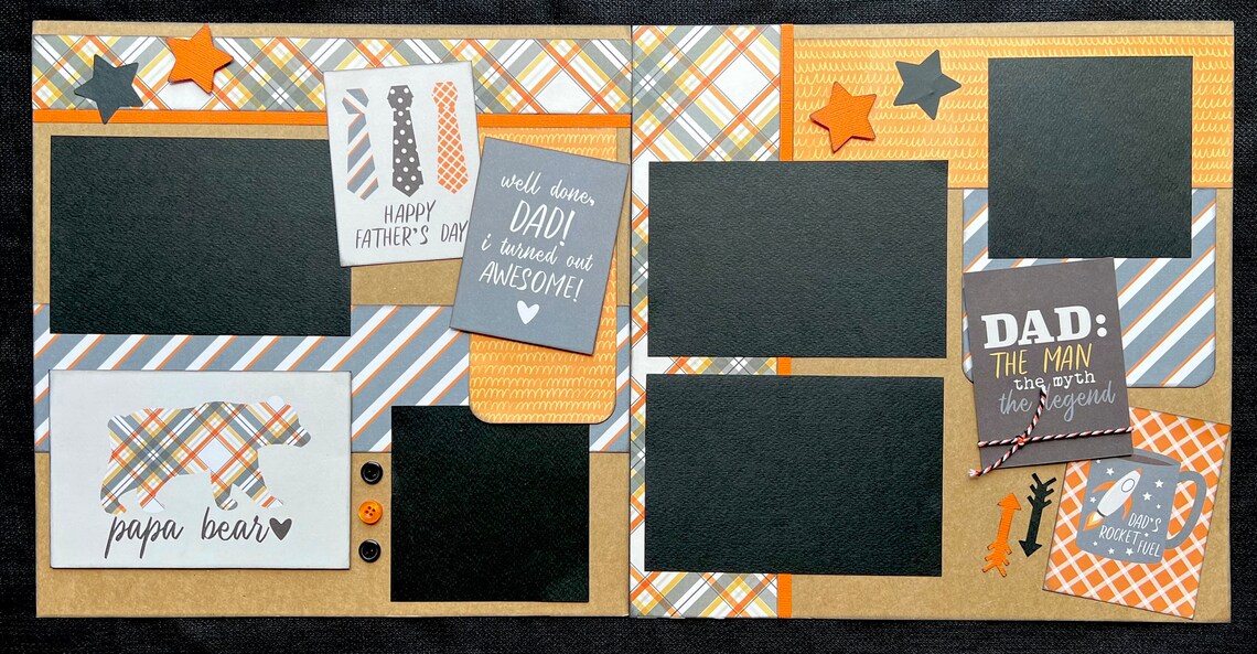 12x12 Father's Day Scrapbook Page Kit, Premade Dad Scrapbook Page Kit ...