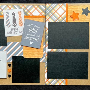 12x12 Father's Day Scrapbook Page Kit, Premade Dad Scrapbook Page Kit ...