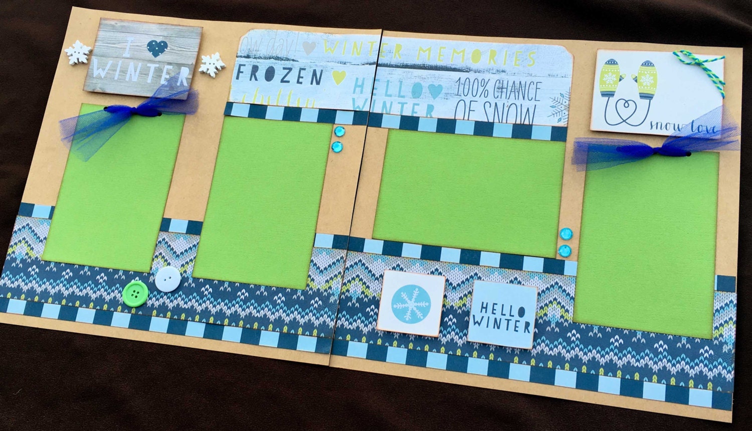 12x12 Premade Winter Scrapbook Page, Snow Scrapbook Page, Scrapbook ...