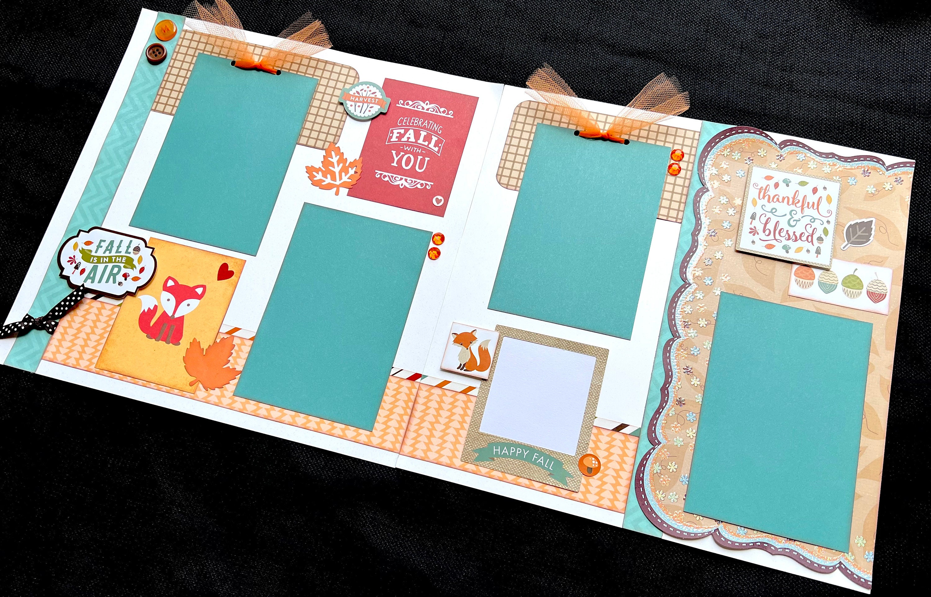 12x12 Fall Scrapbook Page Kit, 12x12 Premade Family Scrapbook, 12x12 ...