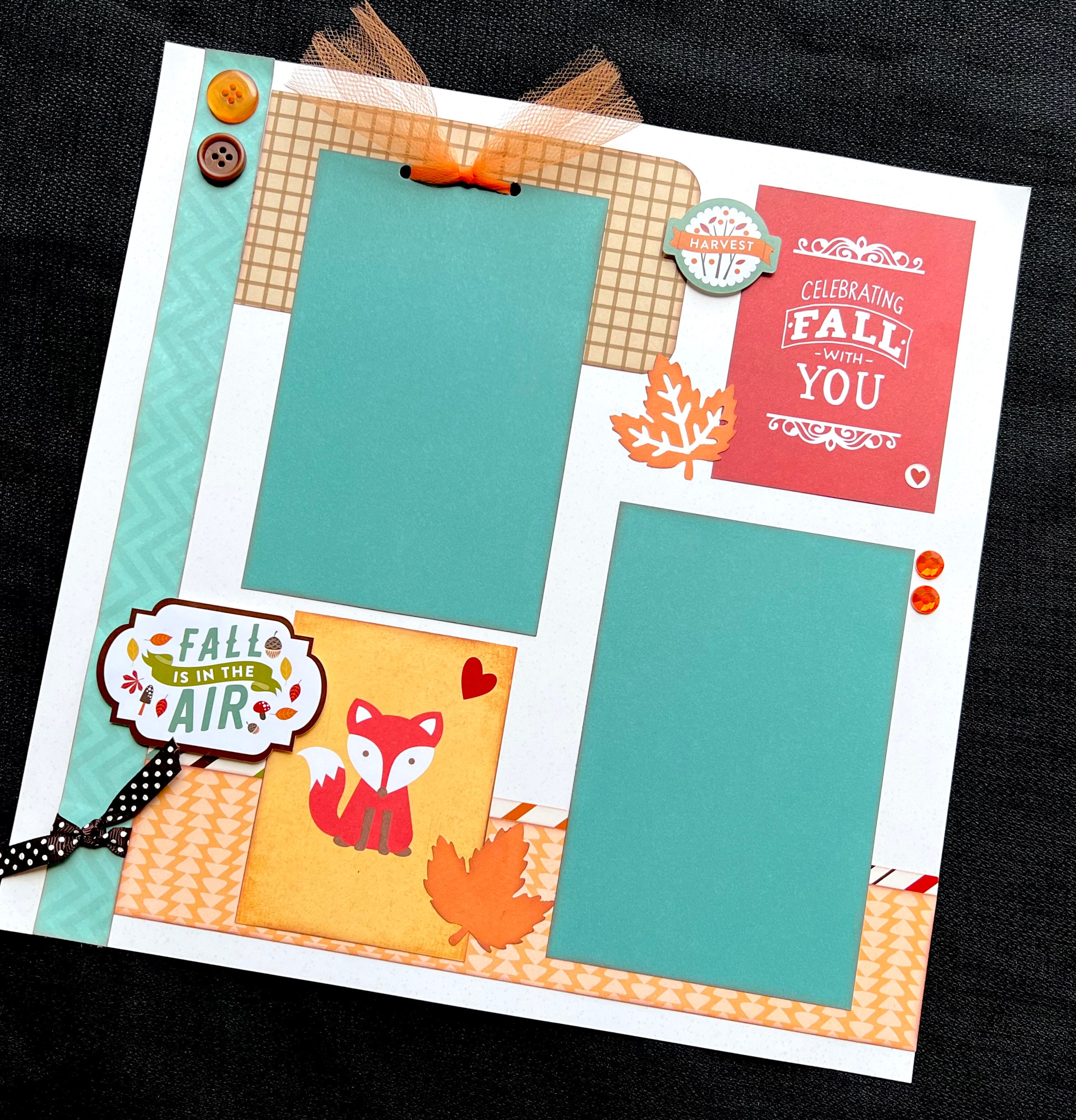 12x12 Fall Scrapbook Page Kit, 12x12 Premade Family Scrapbook, 12x12 ...