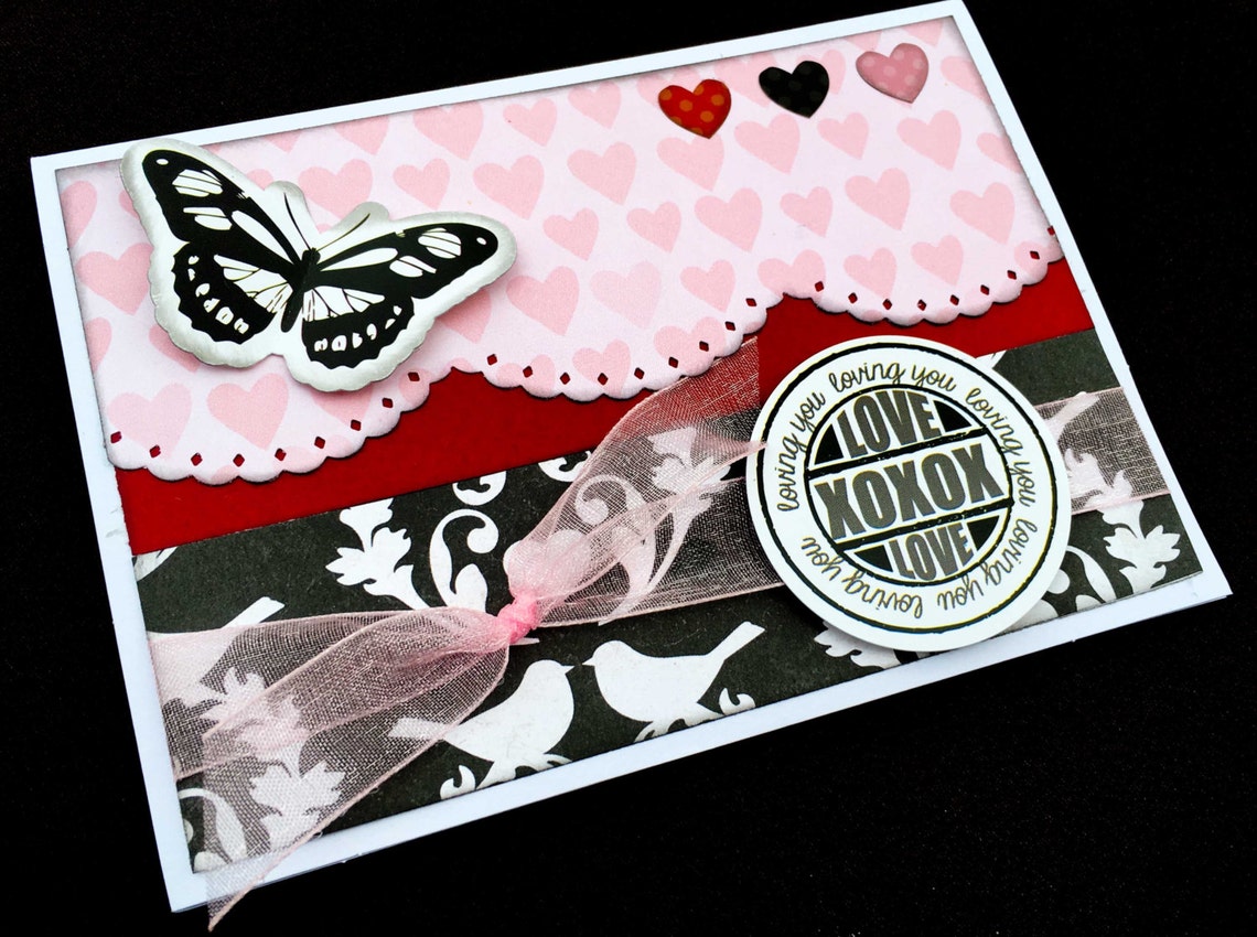 Valentines Day Card Kit, Premade Valentines Cards, Handmade Card Kit ...