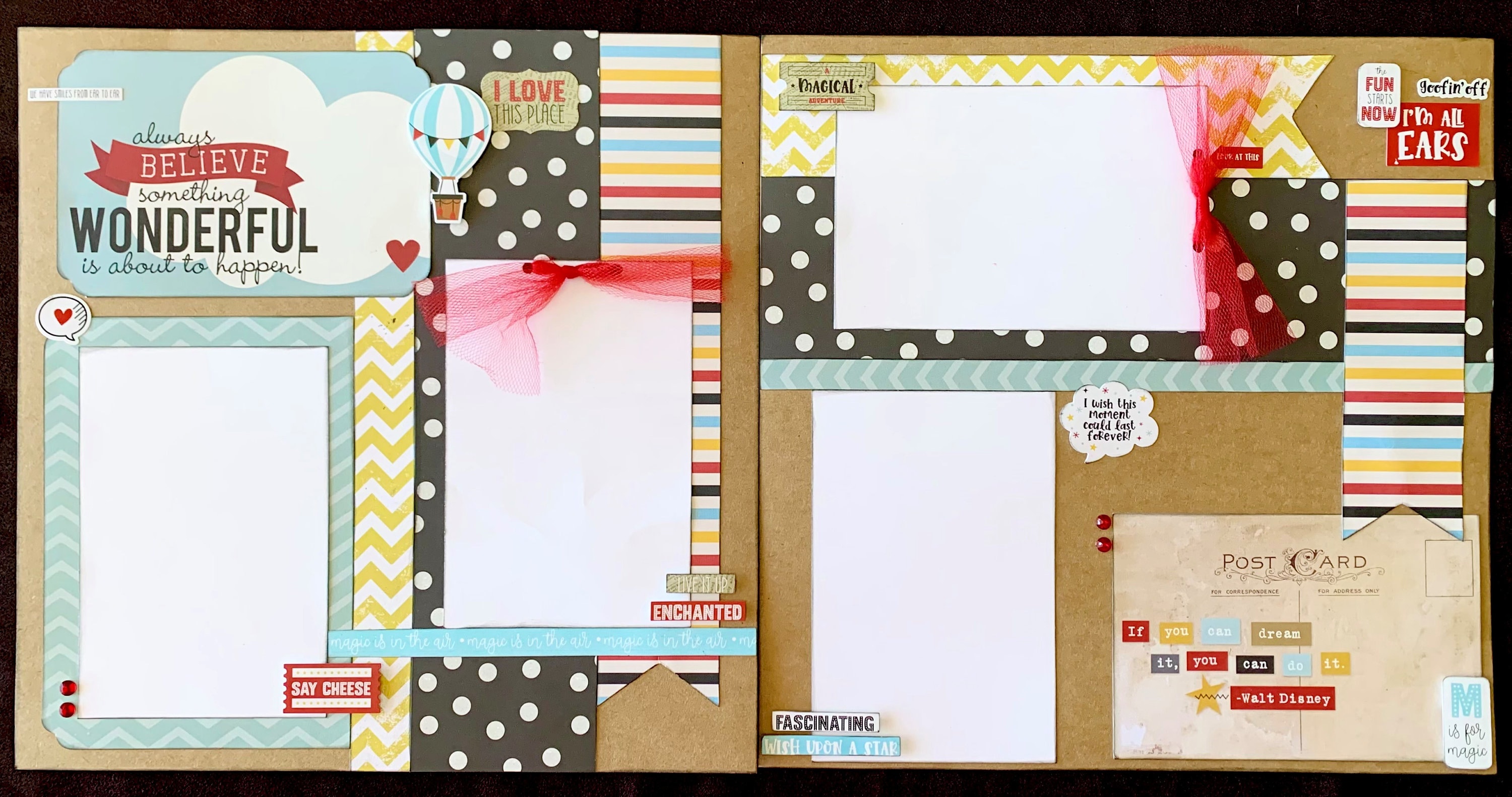 12x12 Theme Park Scrapbook Page Kit, Mouse Scrapbook Page Kit, 12x12 ...