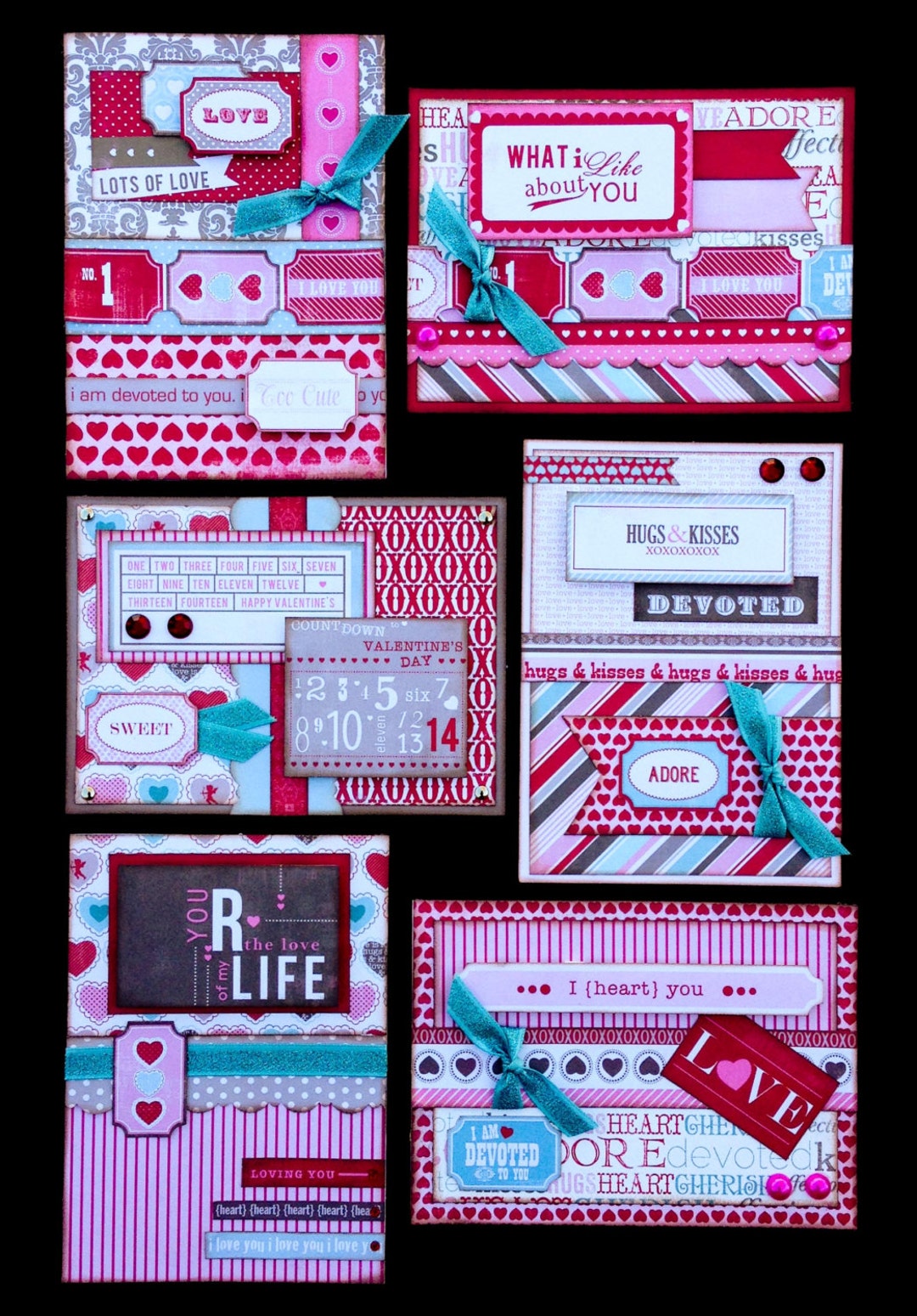 Valentine Card Kit, Premade Valentine Cards, Handmade Card Kit ...