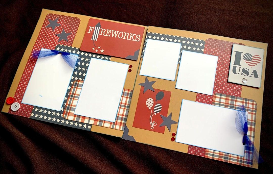 4th of July Scrapbook Page Kit: 12x12 Scrapbooking Layouts, Layout Kits ...