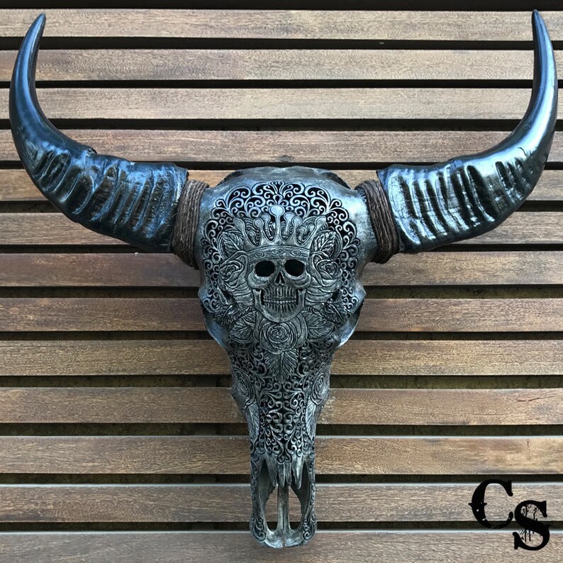 Real Carved Buffalo Skull Head King Skull Design Animal | Etsy