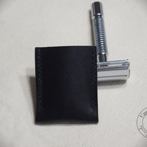 Leather Razor Cover Leather Razor Sheath Travel Case Safety Razor Black ...