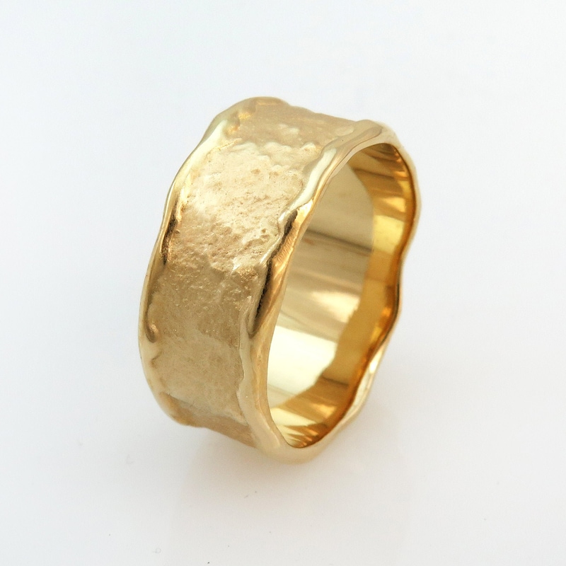 Wide 14k Gold Wedding Band - Etsy