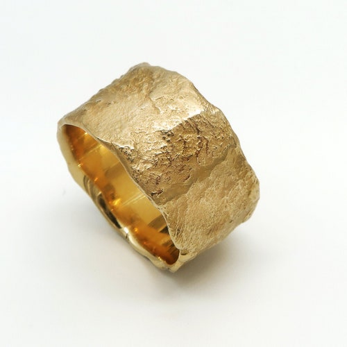Textured Wedding Ring Solid Gold Wedding Ring Unique Wedding - Etsy