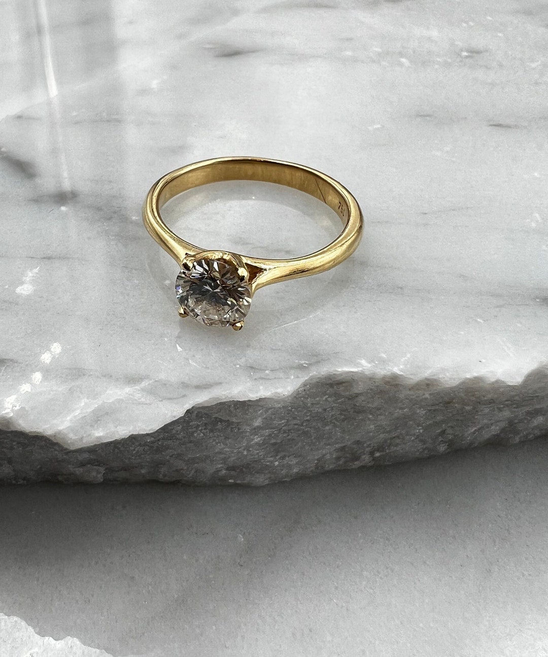 Solitaire Engagement Ring Gold Diamond Ring Diamond - Etsy
