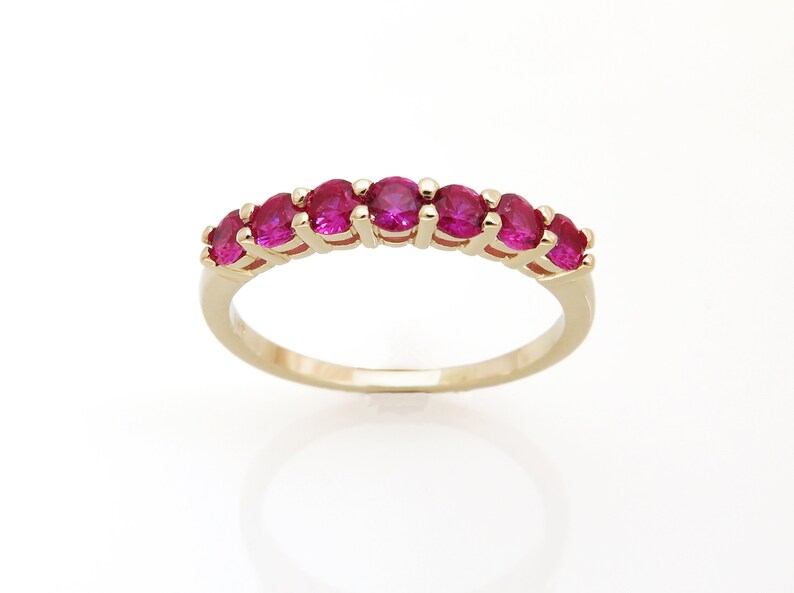 Gold Ruby Ring Half Eternity Ring 14k Ruby Ring 18k Ruby - Etsy