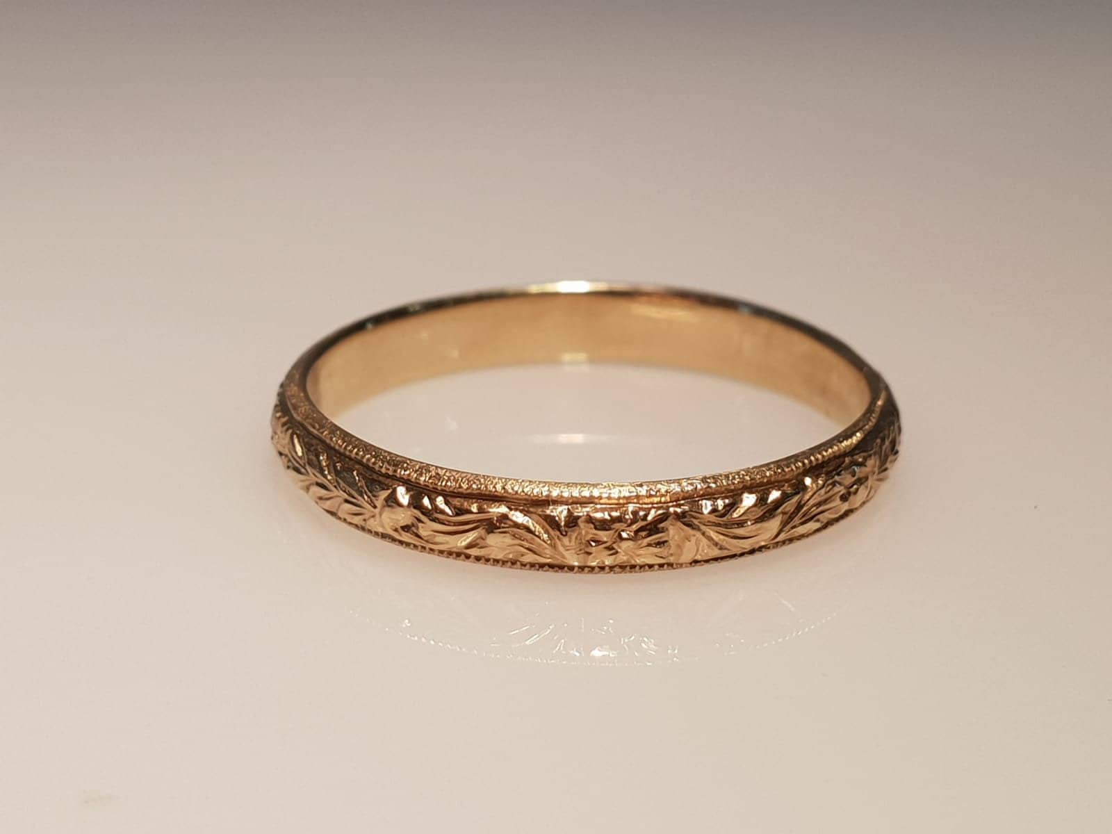 Antique Wedding Ring 14K Gold Wedding Band Gold Floral Ring | Etsy
