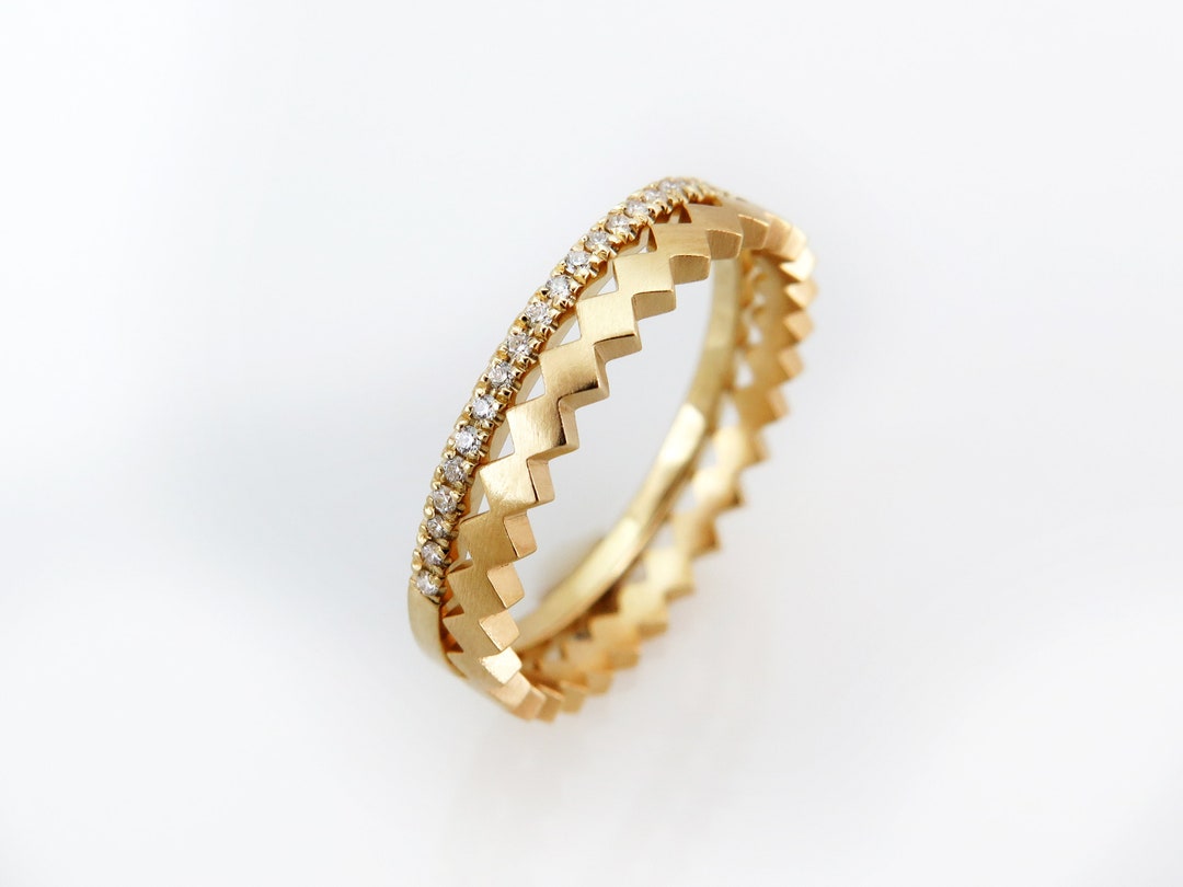 14K Engagement Diamond Ring, Bridal Ring Set, Diamond Ring Set, Stack ...