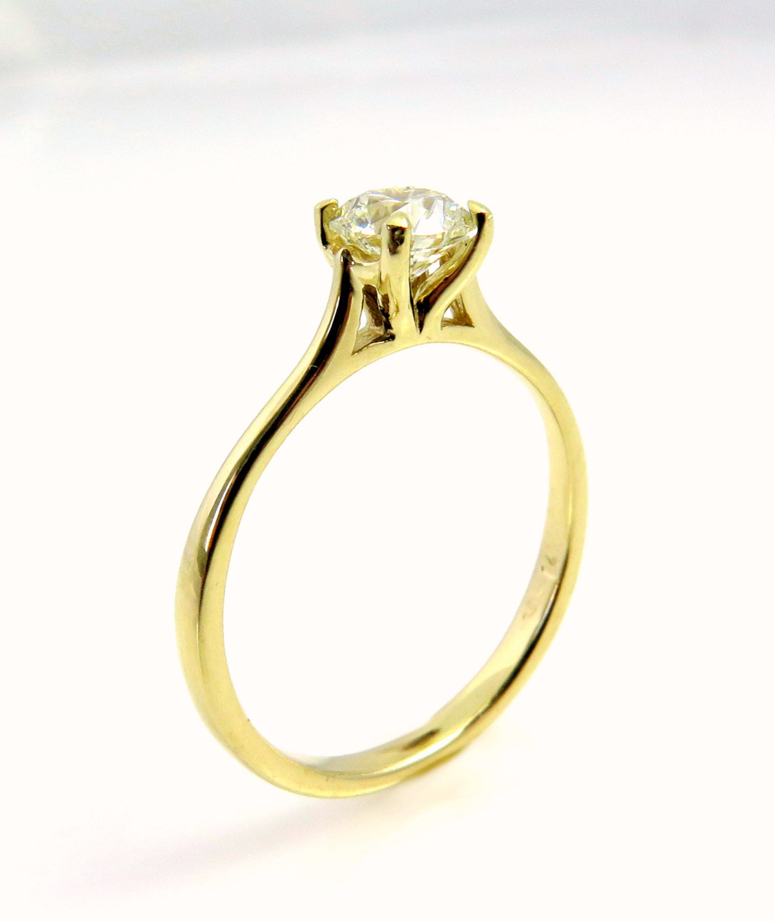 Solitaire Engagement Ring Gold Diamond Ring Diamond | Etsy