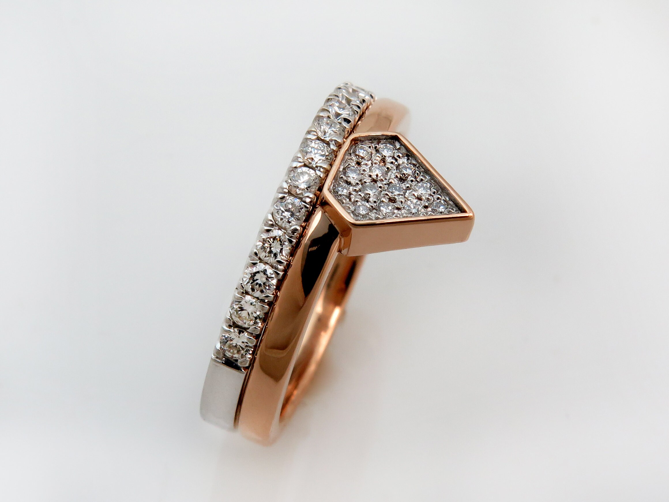 Diamond Ring Set, Pave Diamond Rings, Diamond Engagement Ring Set, 18K ...