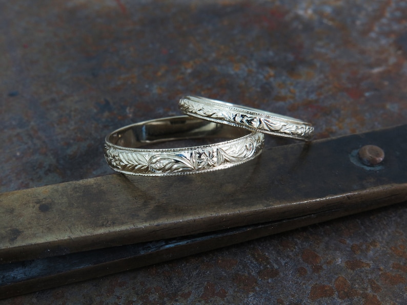 Couples Wedding Rings Antique Wedding Rings Floral Wedding | Etsy