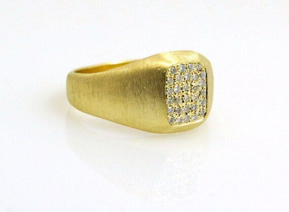 Signet Diamond Ring Cocktail Ring Men Signet Ring Pave | Etsy