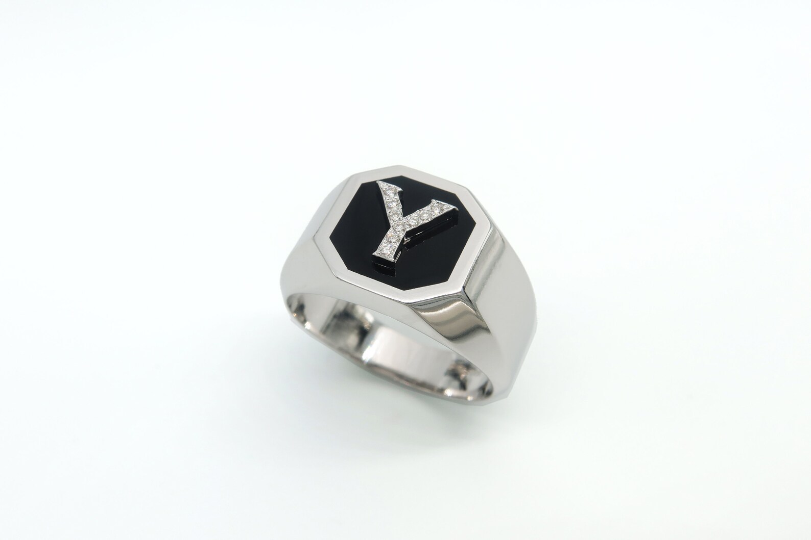 Diamond Ring for Men Initial Ring Custom Signet Ring - Etsy