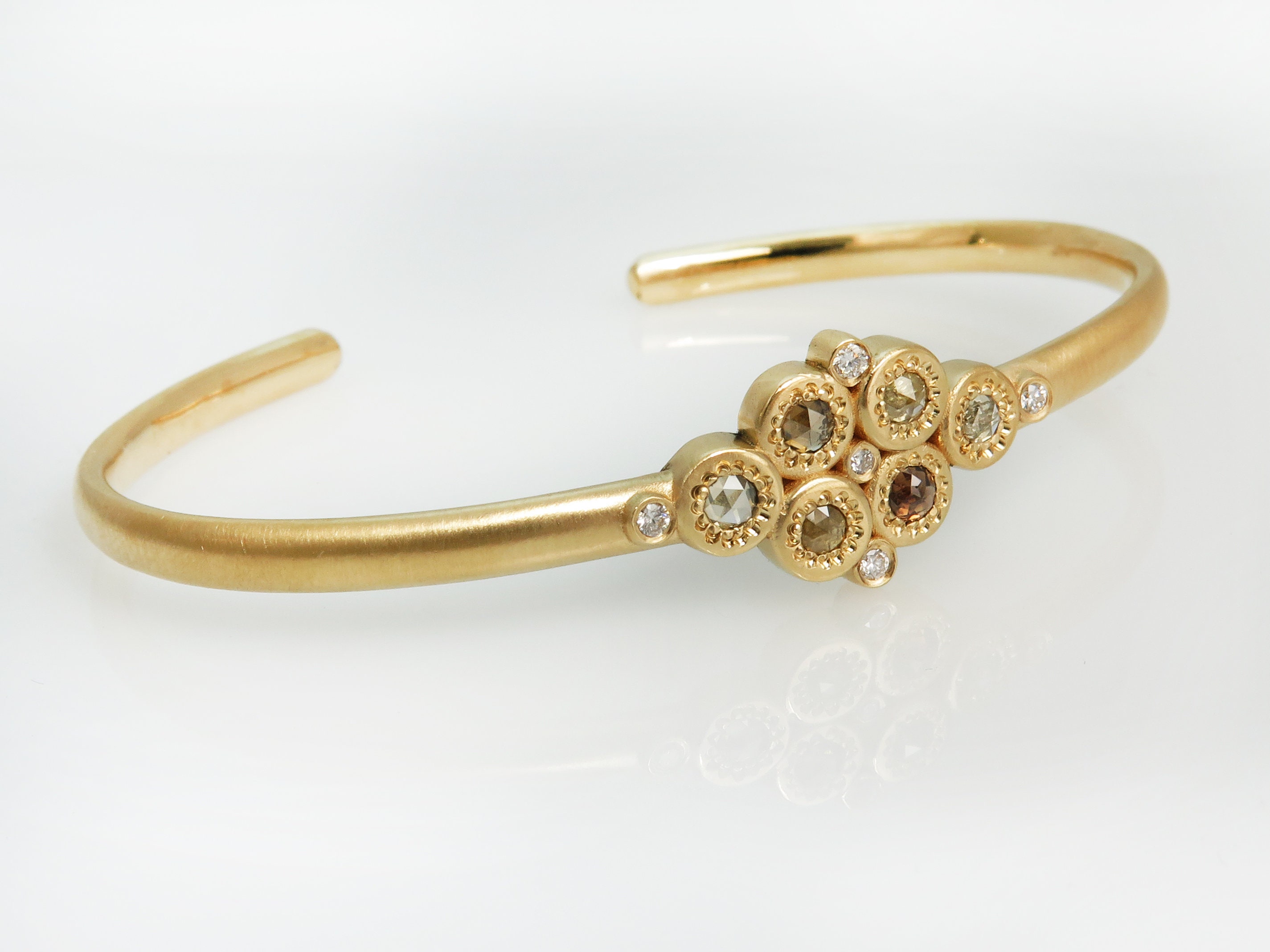 Gold Diamond Bangle Open Cuff Bracelet Cluster Diamond | Etsy