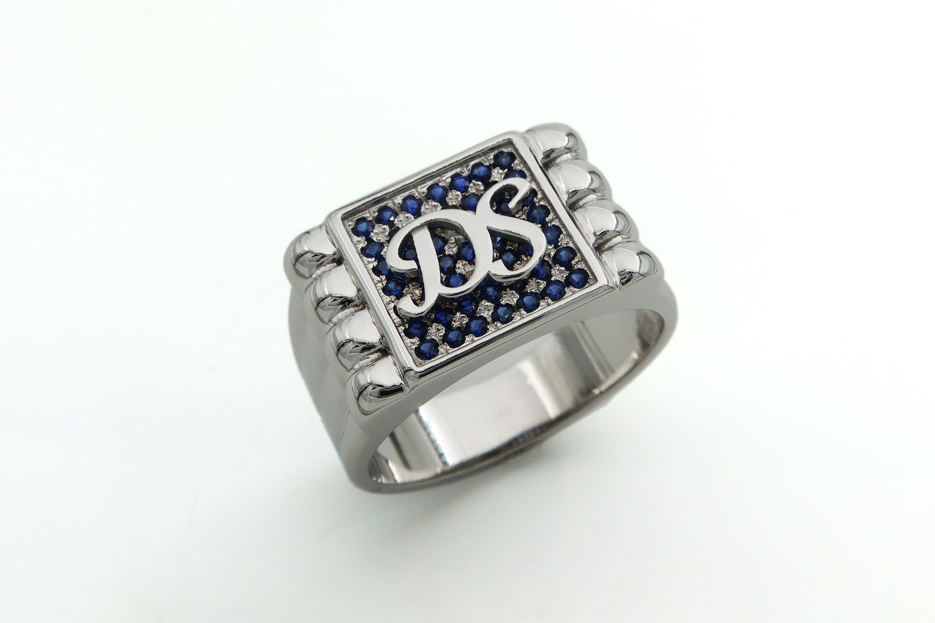 Custom Signet Ring Sapphire Gold Ring Ring for Men Signet | Etsy