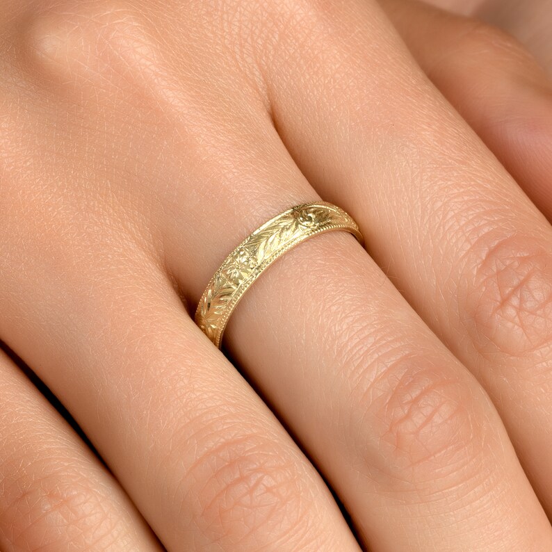 Victorian Wedding Ring, Antique Wedding Ring, Floral Wedding Band ...