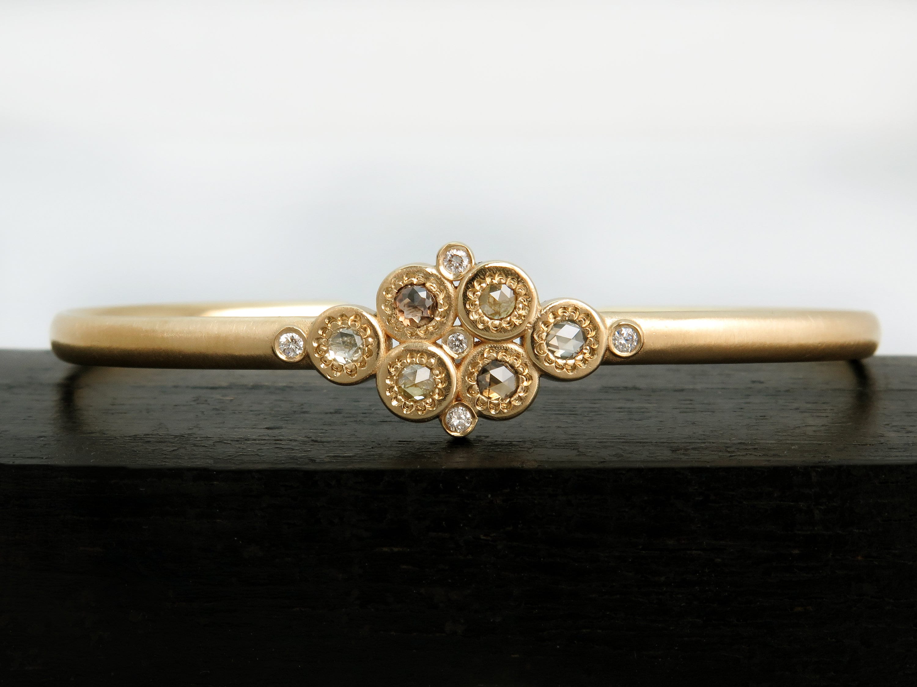 Gold Diamond Bangle Open Cuff Bracelet Cluster Diamond | Etsy