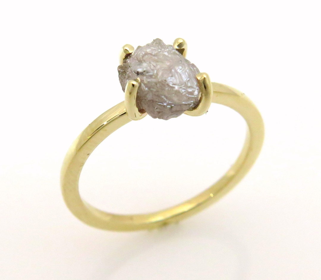 Raw Stone Ring, Raw Diamond Engagement Ring, Rough Diamond Ring, Raw ...