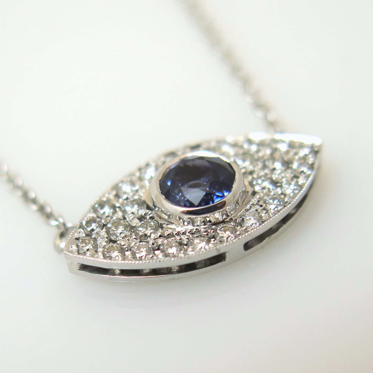 Evil Eye Diamond Necklace Diamond Pendant Necklace Diamond | Etsy