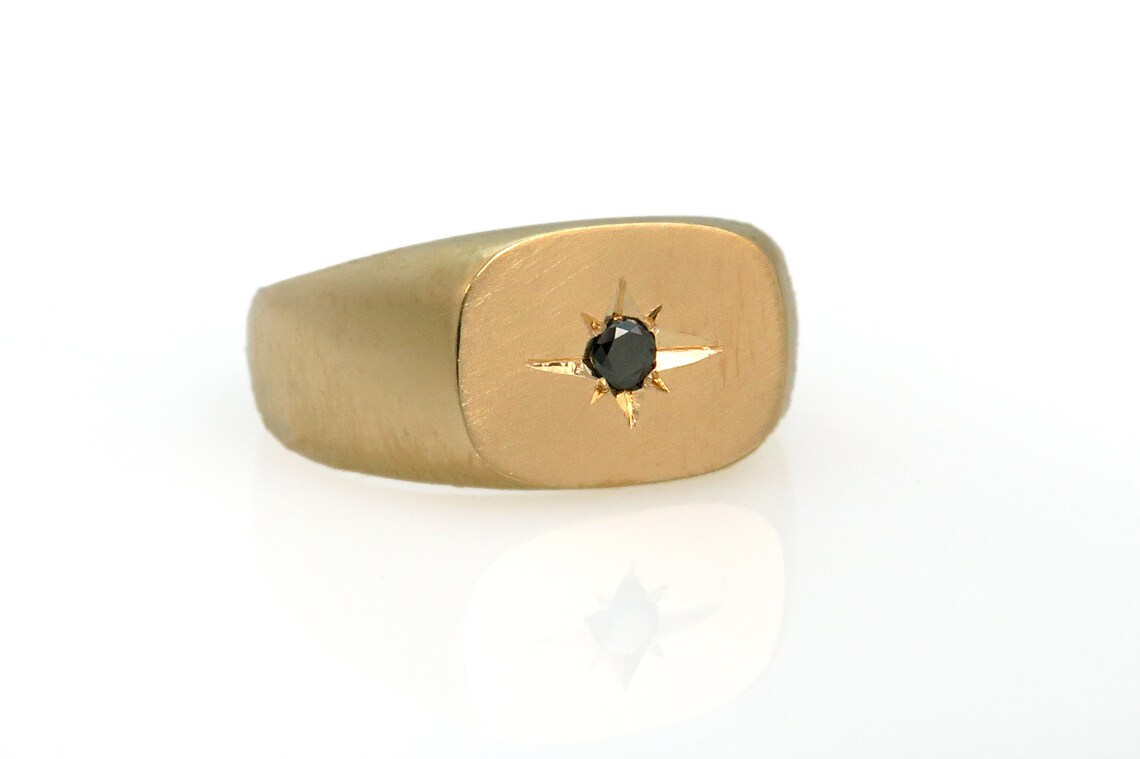 Statement Men Ring, Diamond Ring Men, Signet Ring, Star Ring, Gold Ring ...