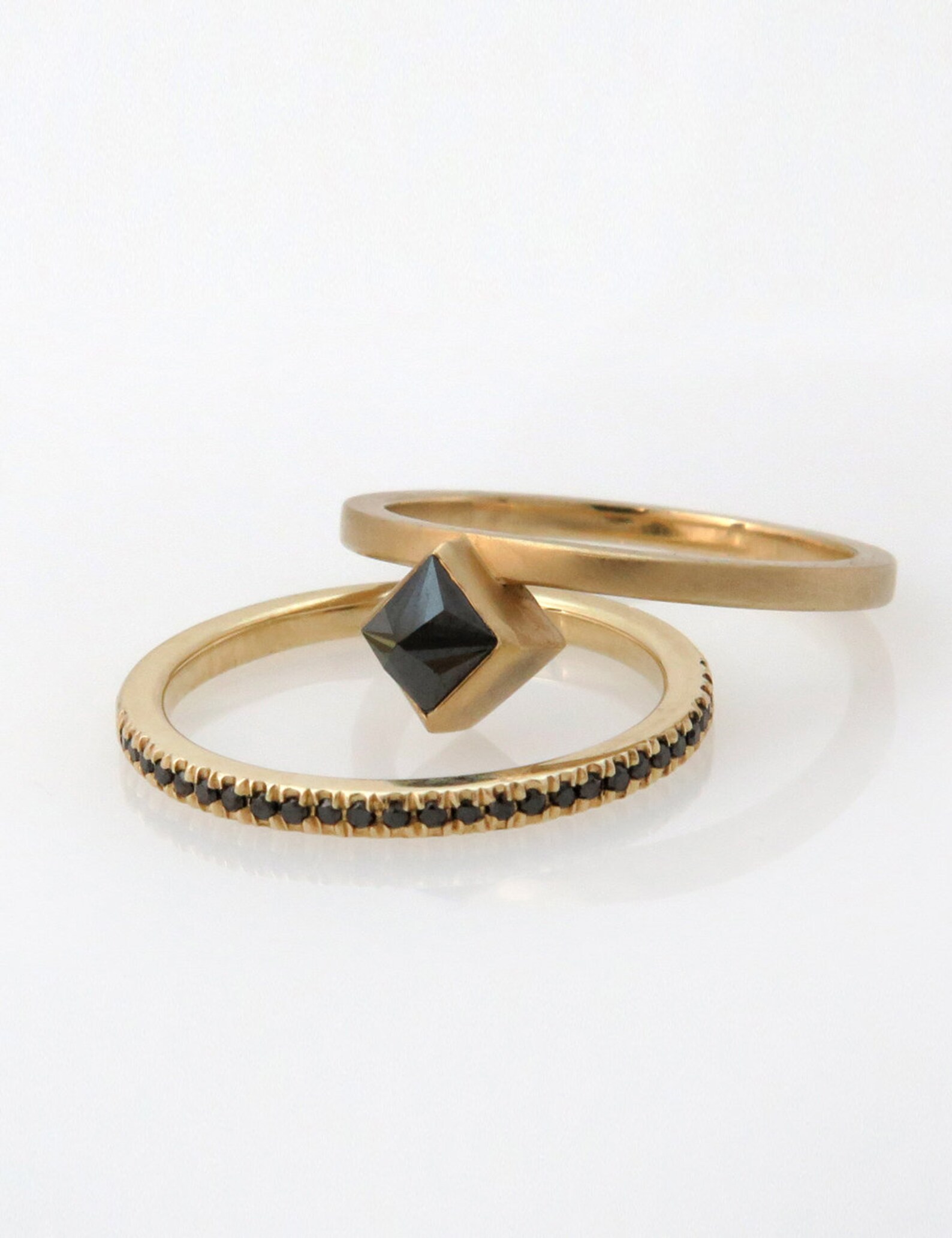 Diamond Ring Set Black Diamond Rings Bridal Ring Set | Etsy