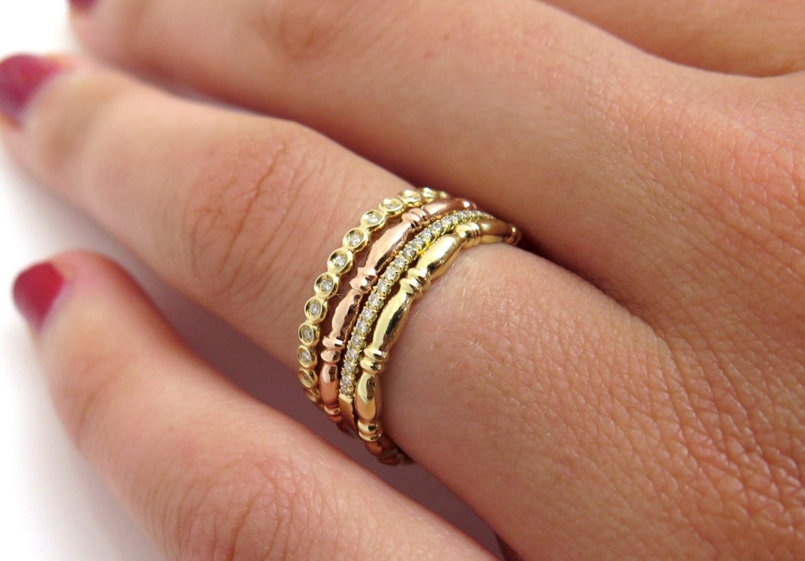 14k Gold Ring for Women, Minimalist Gold Ring, Stacking Band, Bead Ring ...