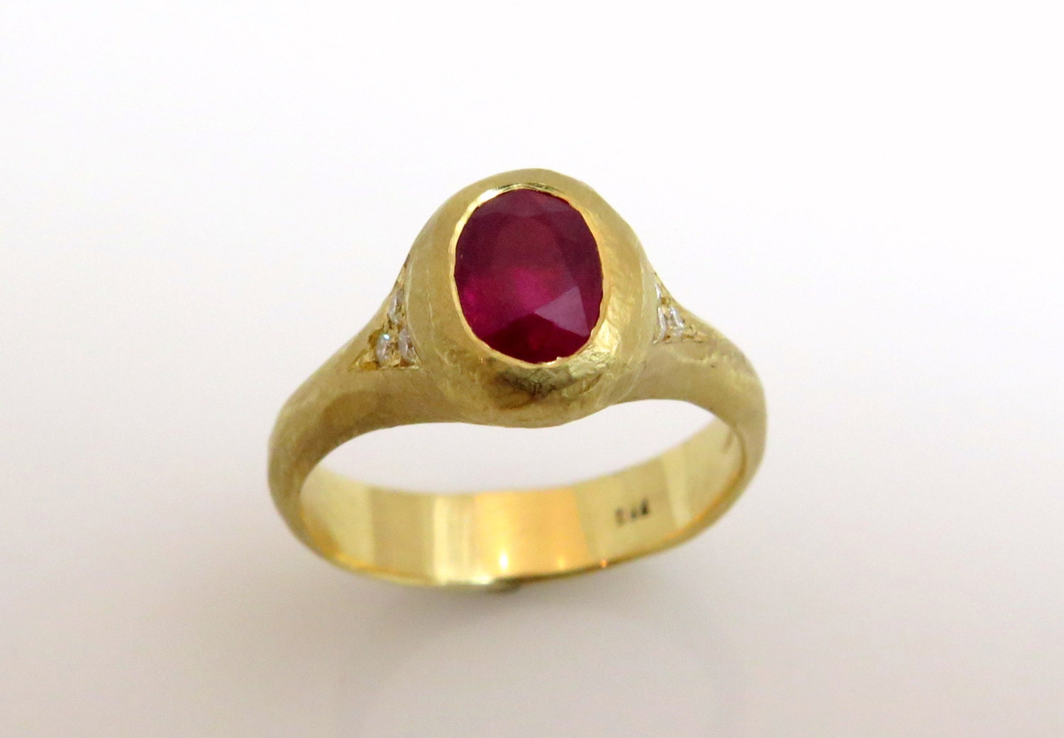 18K Gold Ruby Ring Ruby Engagement Ring Ruby and Diamond | Etsy
