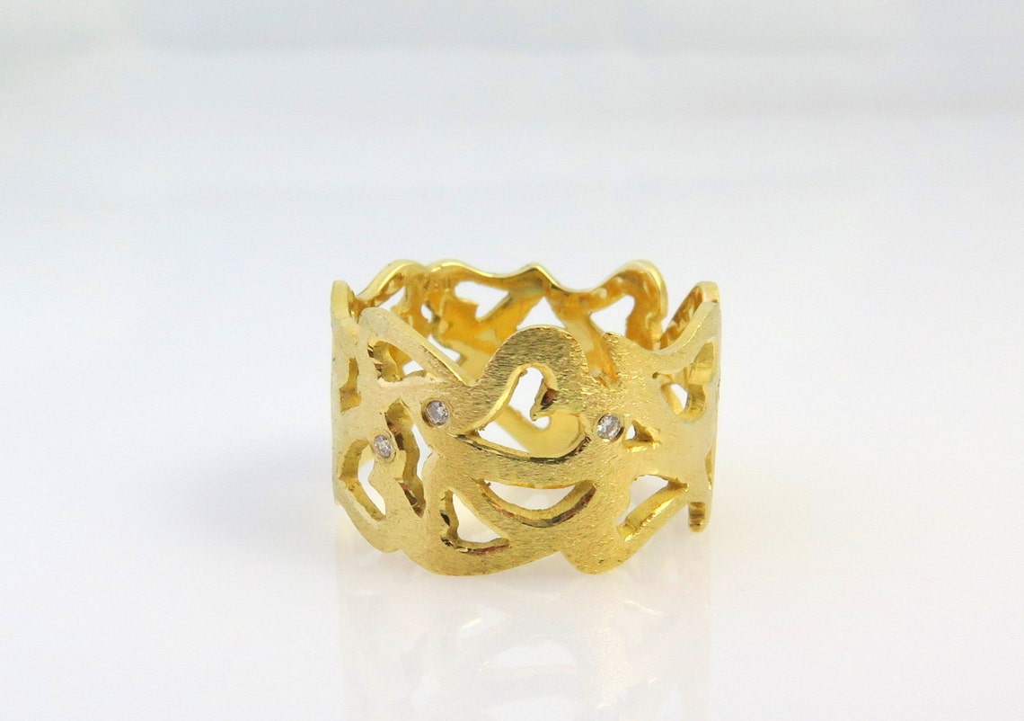 Filigree Wedding Ring Wide Wedding Band Diamond Wedding - Etsy