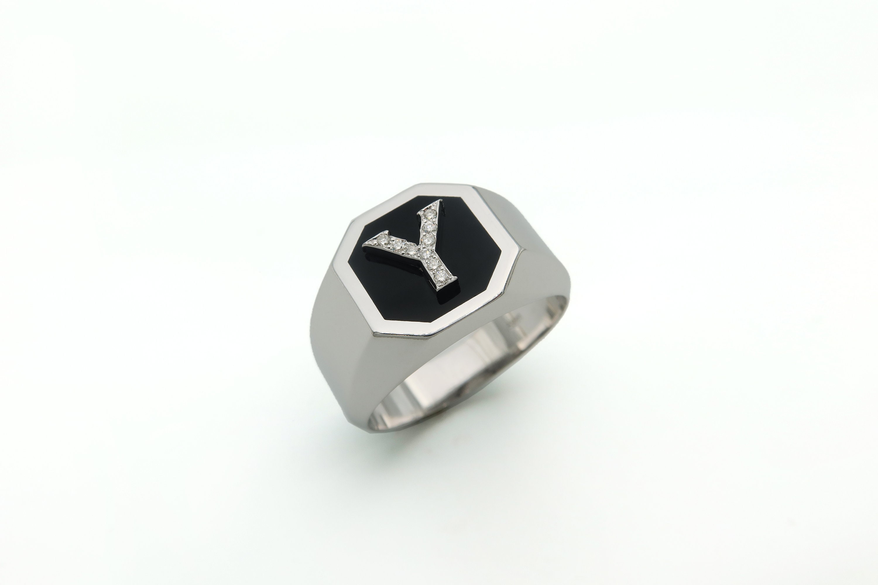 Diamond Ring for Men Initial Ring Custom Signet Ring - Etsy