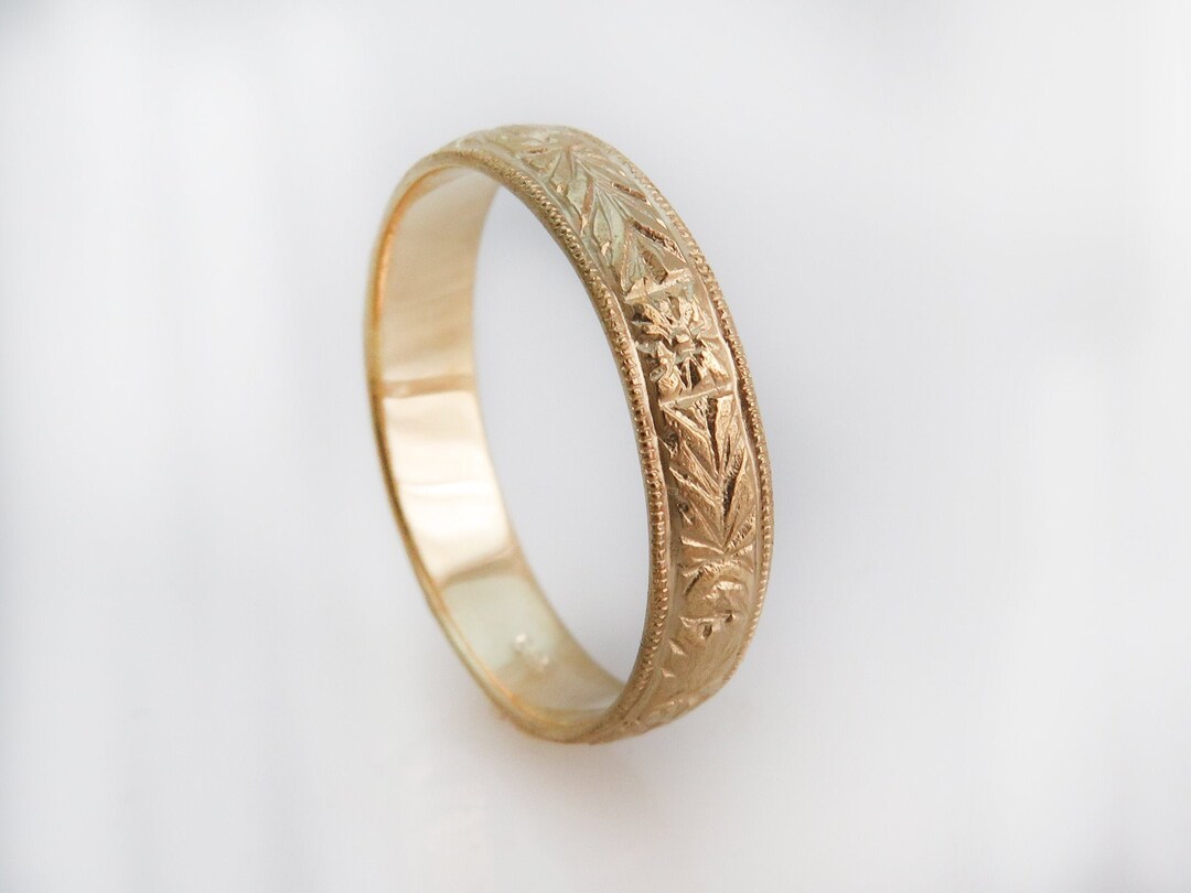 Victorian Wedding Ring, Antique Wedding Ring, Floral Wedding Band ...
