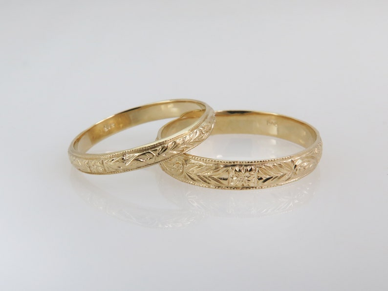 Wedding Ring Set Couples Rings Vintage Wedding Ring Unisex - Etsy