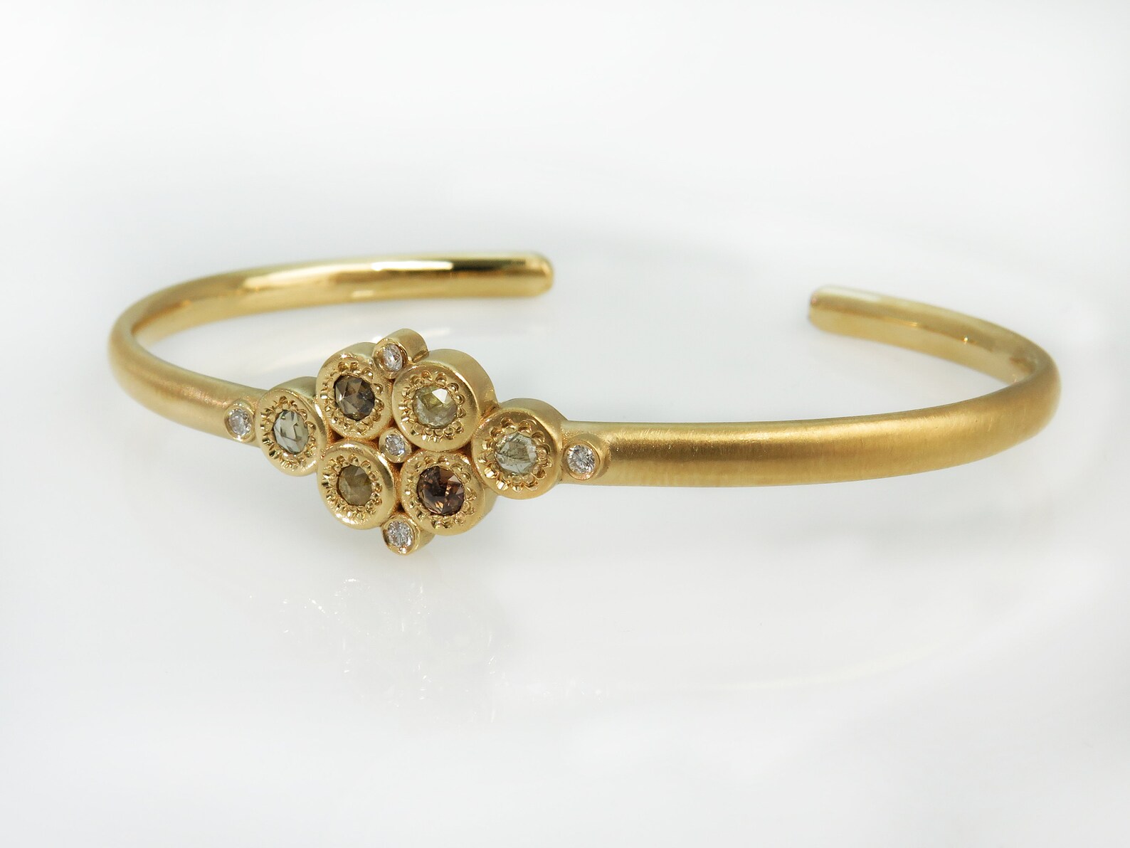 Gold Diamond Bangle Open Cuff Bracelet Cluster Diamond | Etsy