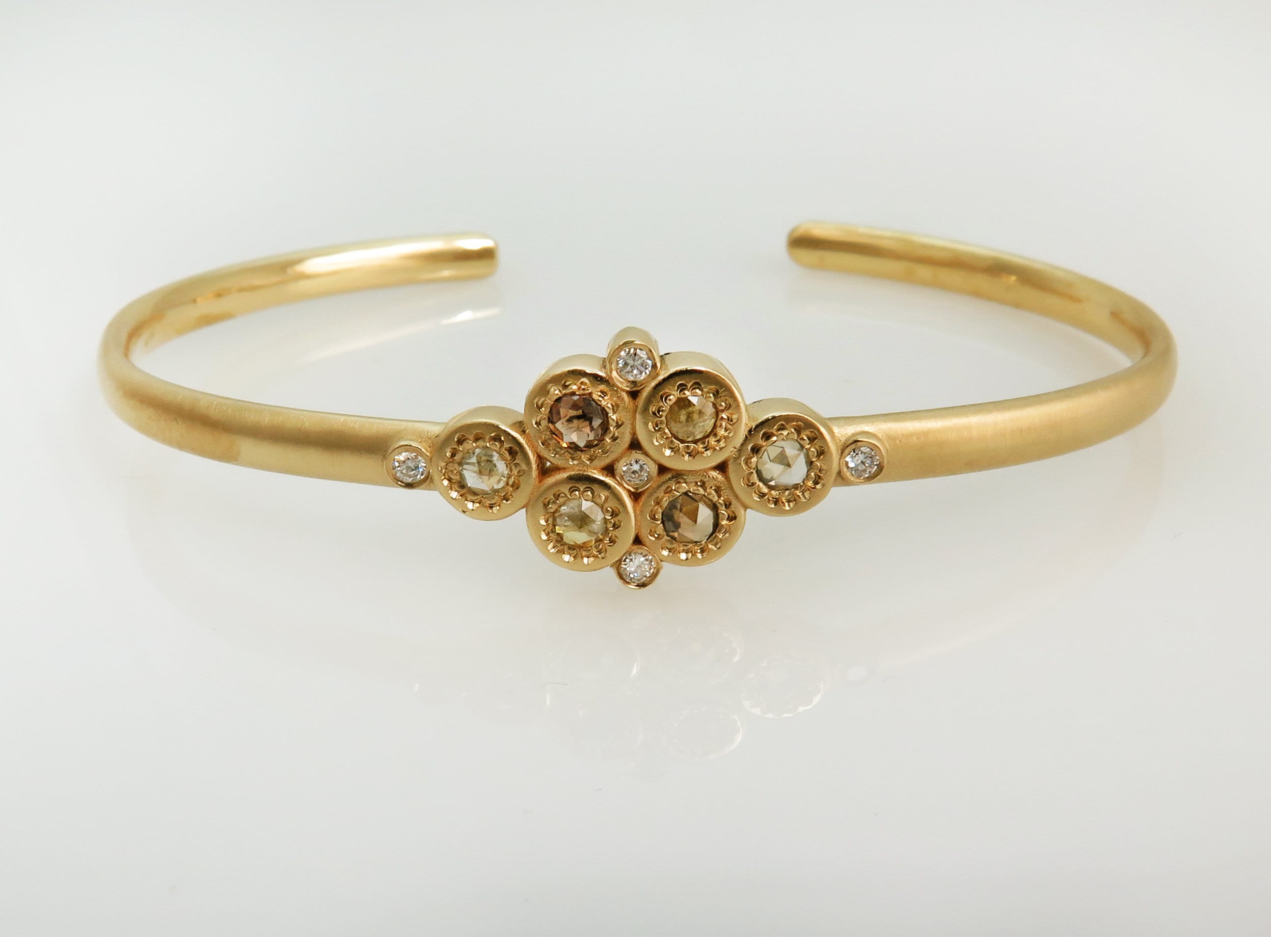Gold Diamond Bangle Open Cuff Bracelet Cluster Diamond | Etsy