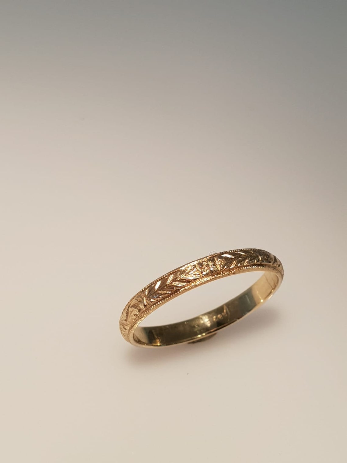 Vintage Ehering 14K Gold Ehering Unisex Ehering Florale - Etsy.de